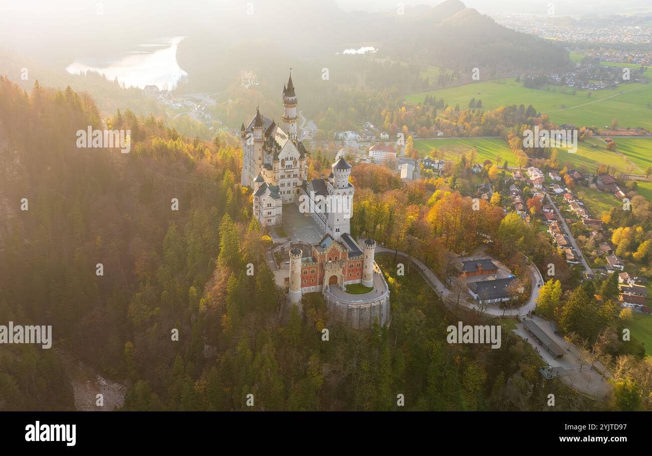 Castle Neuschwanstein Aerial Fall Colors Sunlit Stock Photo - Alamy