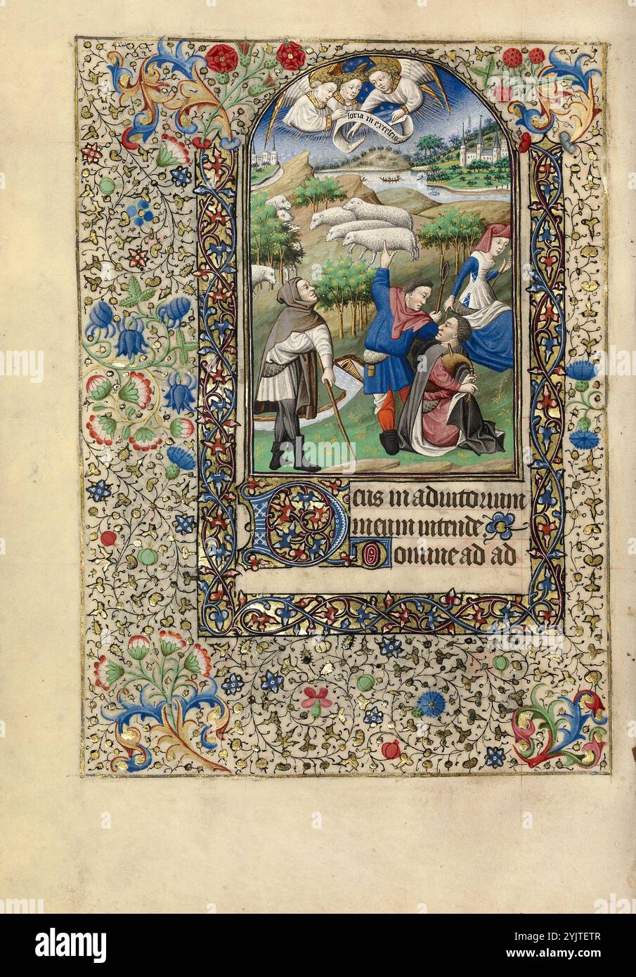 The Annunciation to the Shepherds; Book of Hours, about 1440-1450 Stock Photo - Alamy