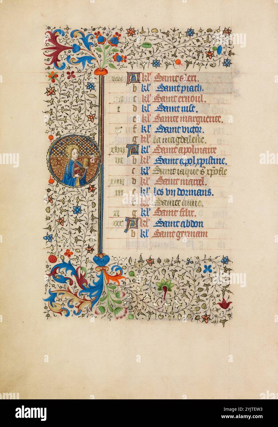 July Calendar Page: Mary Magdalene; Book of Hours, about 1440-1450. The ...