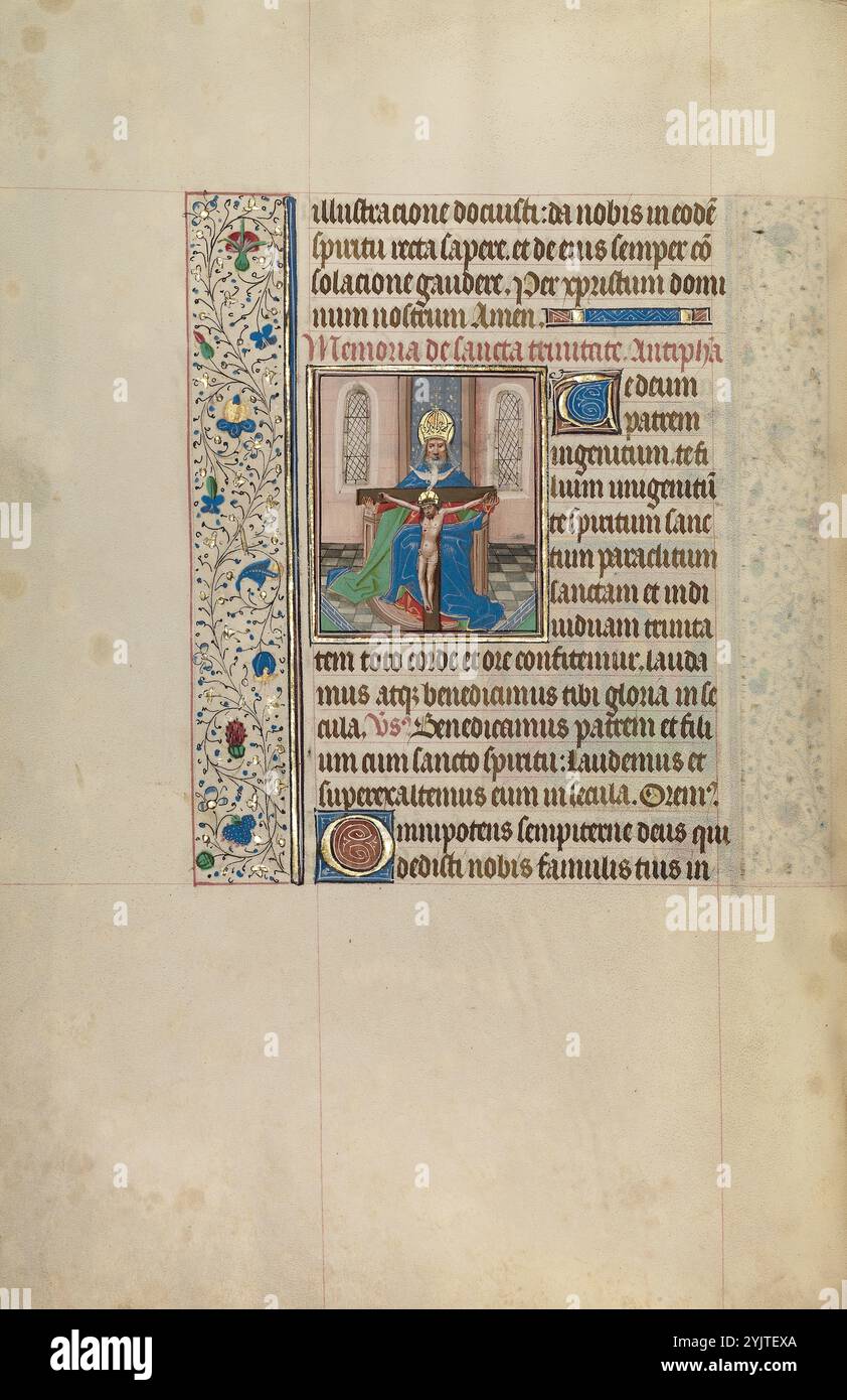 The Throne of Grace Trinity; Arenberg Hours, early 1460s Stock Photo ...
