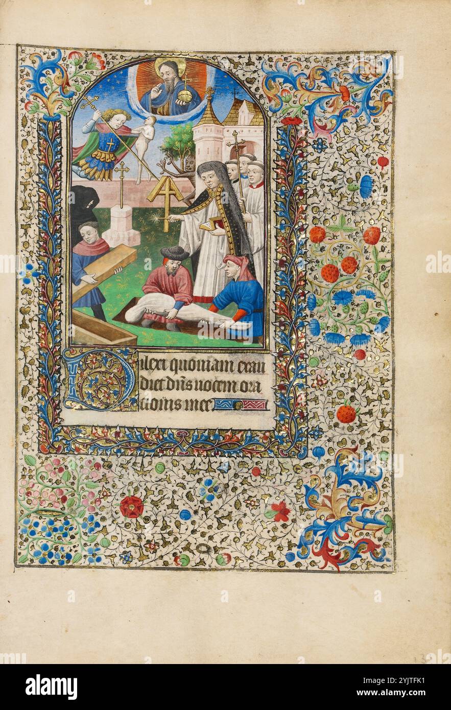 A Burial; Book of Hours, about 1440-1450. A priest uses an aspergillum ...