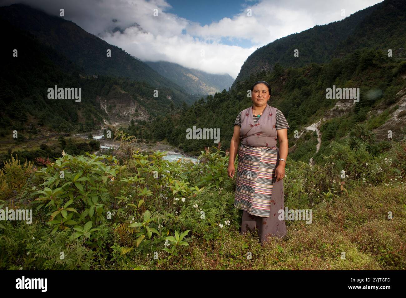 October 2009 WWF Everest - Village of Ghat with Dudh Koshi river and ...