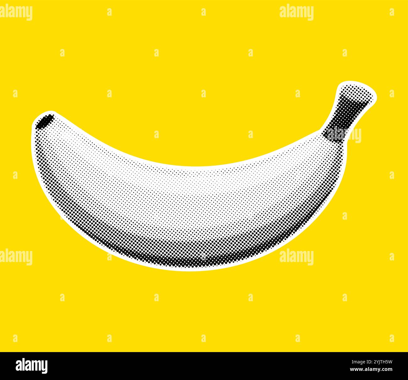 Banana. Trendy halftone style. Fresh fruit retro black and white ...