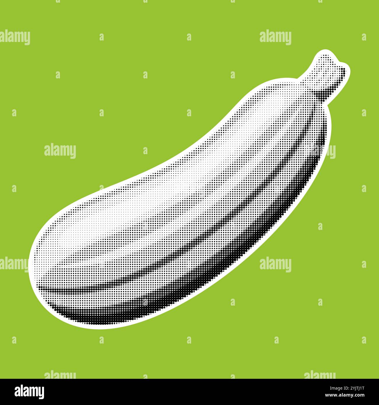 Zucchini. Trendy halftone style. Fresh vegetable retro black and white ...