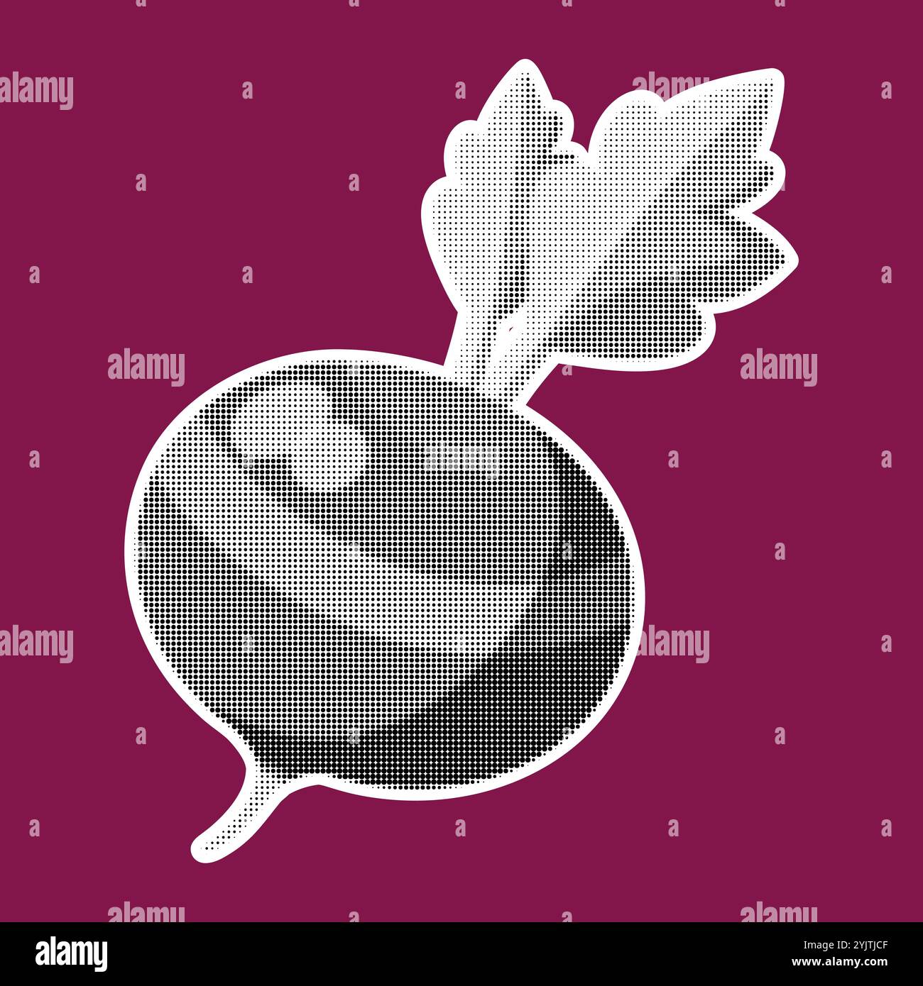 turnip. Trendy halftone style. Fresh vegetable retro black and white ...