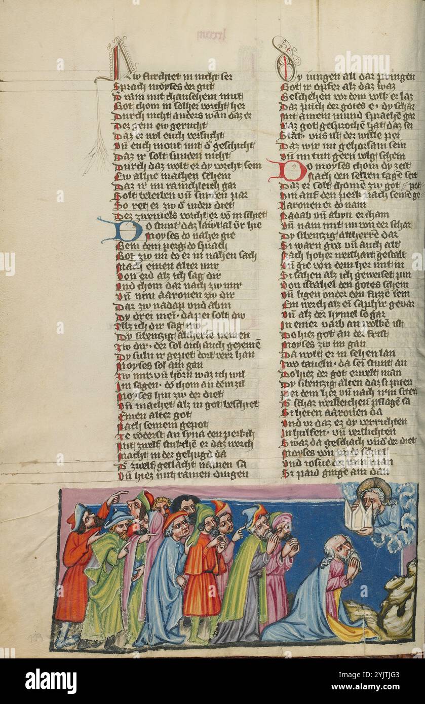 Moses and the Seventy Elders before God; Weltchronik, about 1400-1410 ...