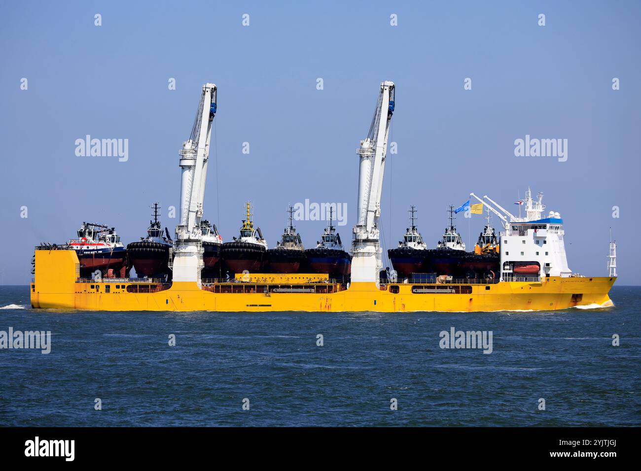 Aerial view of a large vessel with unique lifting capabilities carrying ...