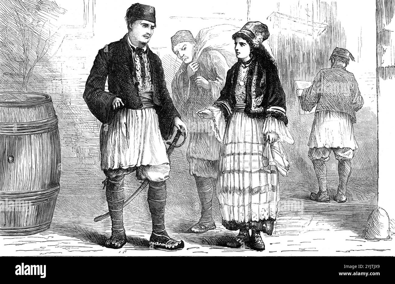 People of Servia, 1872. '...the figures of two Servians [ie Serbians] a ...