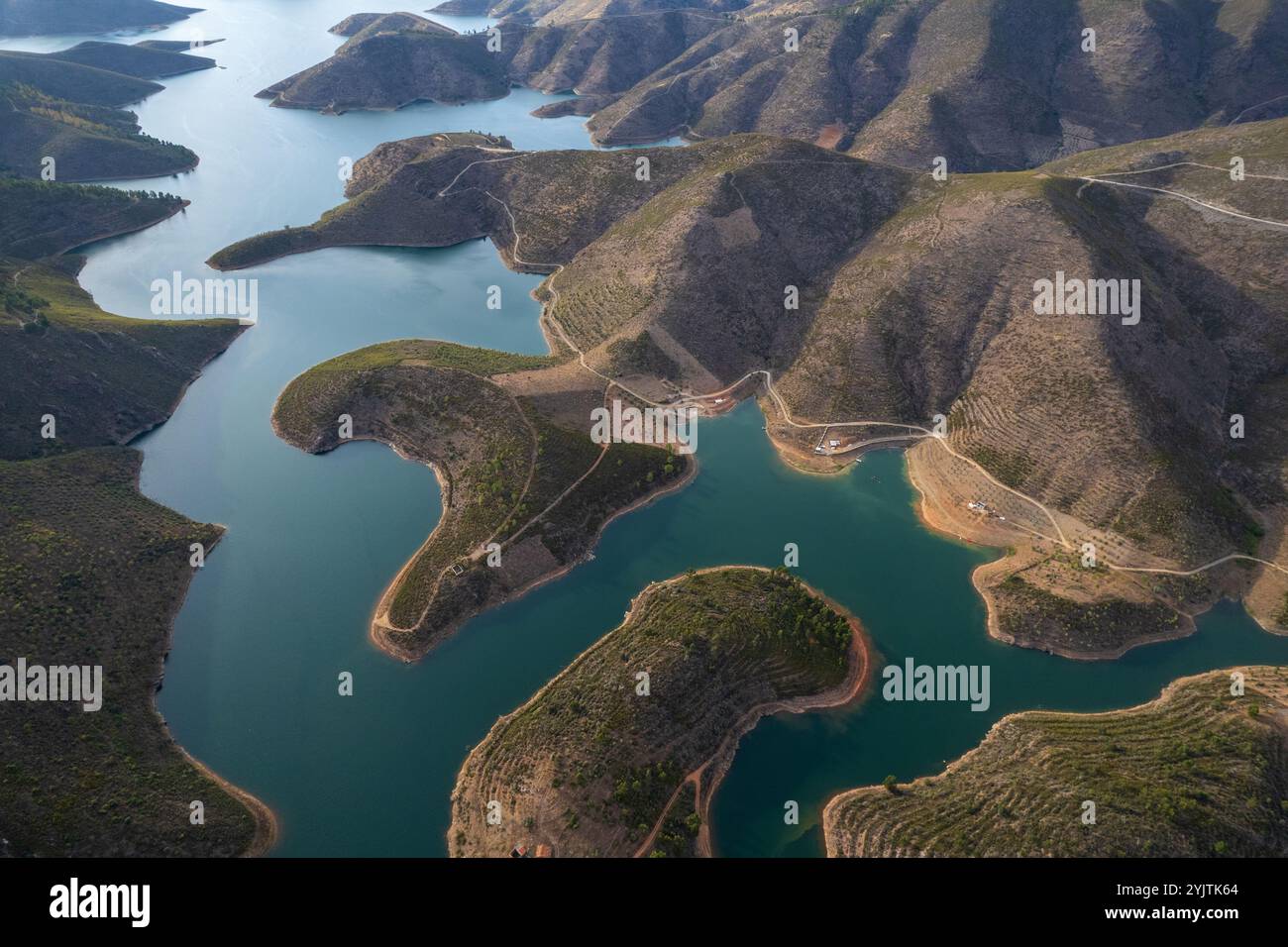 Amazing abstract landscape of Sabor lake, Tras os Montes Portugal ...