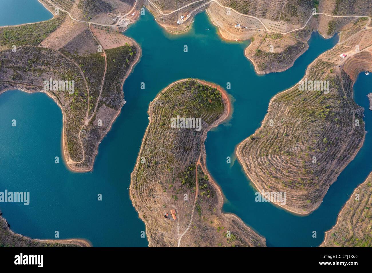 Amazing abstract landscape of Sabor lake, Tras os Montes Portugal ...