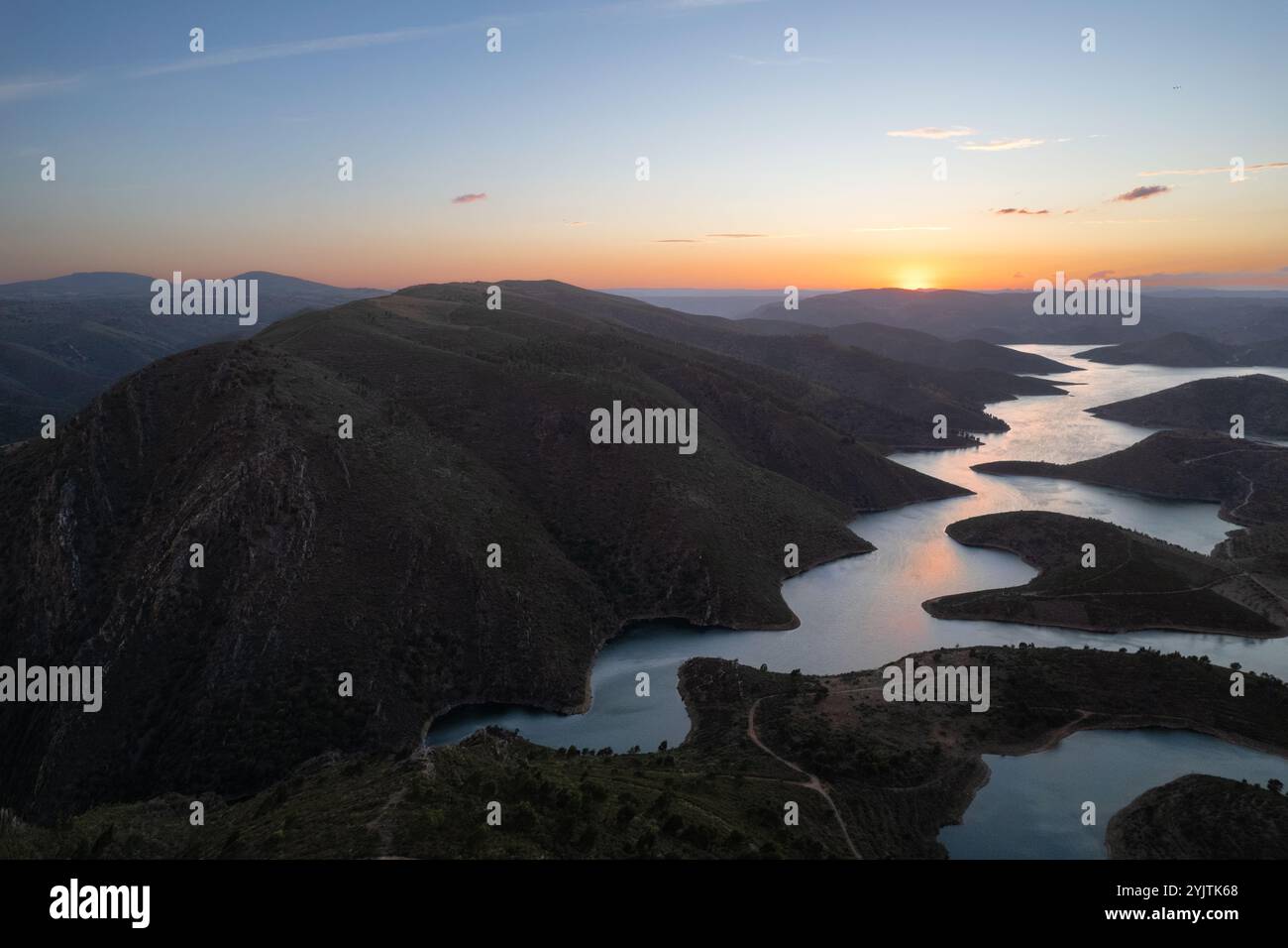Amazing abstract landscape of Sabor lake, Tras os Montes Portugal ...