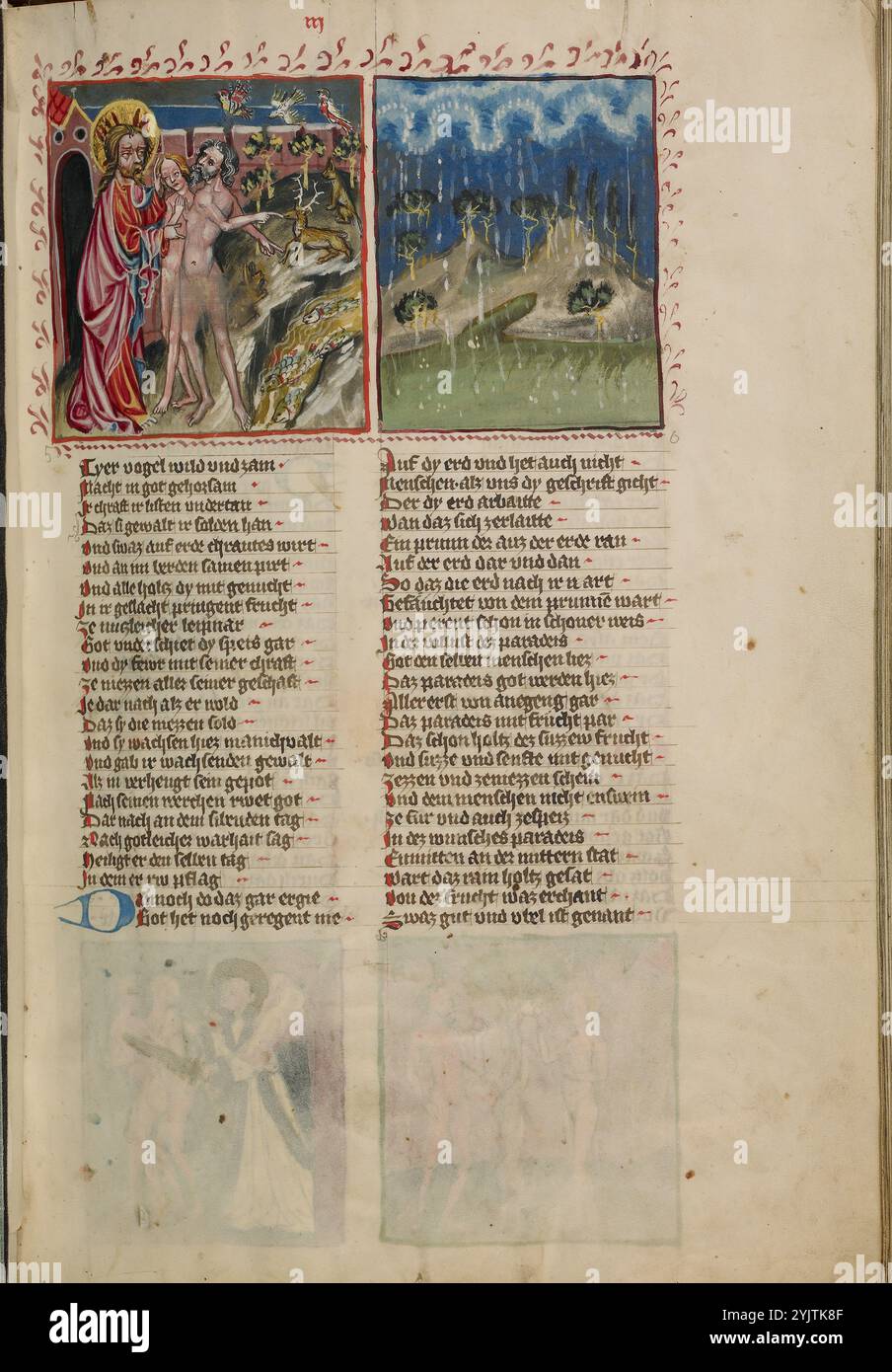 God with Adam and Eve: The First Rain in Paradise; Weltchronik, about ...