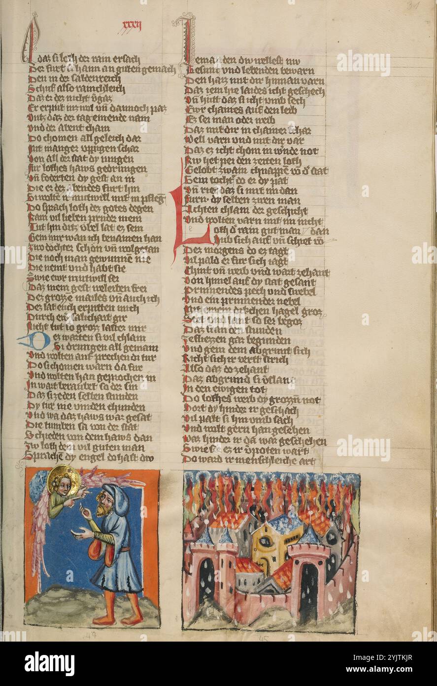 The Angel Talking to Lot: The Destruction of Sodom; Weltchronik, about ...