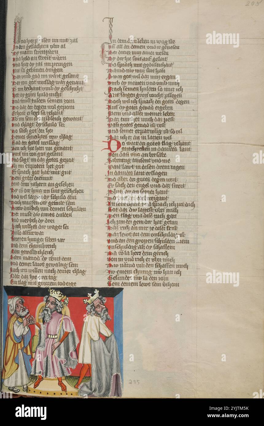 David's Penance after the Census; Weltchronik, about 1400-1410 Stock ...
