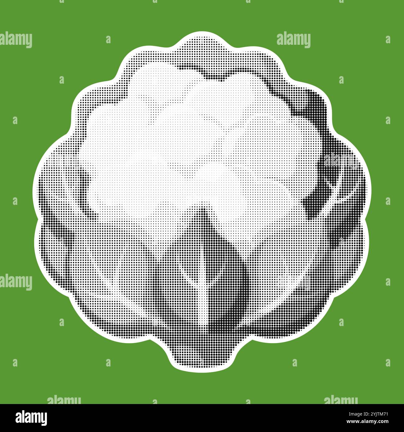 Cauliflower. Trendy halftone style. Fresh vegetable retro black and ...