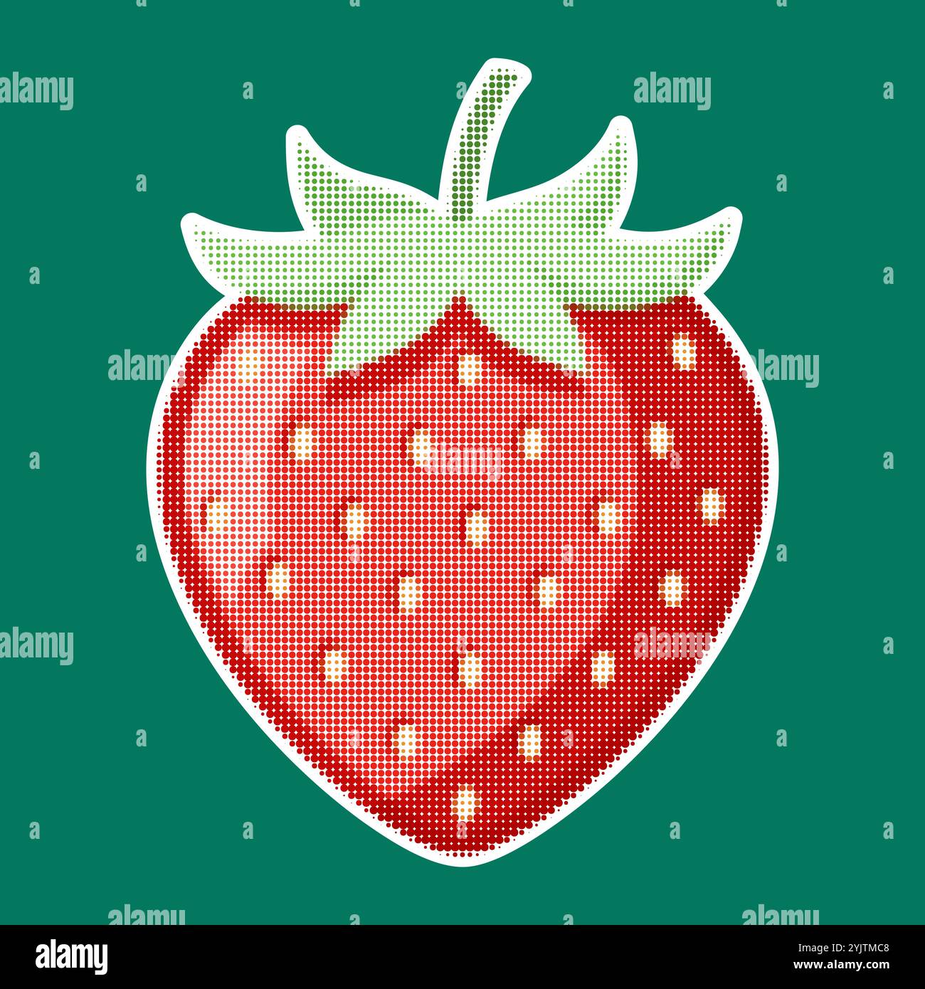 Strawberry. Trendy halftone style. Fresh fruit retro color halftone ...