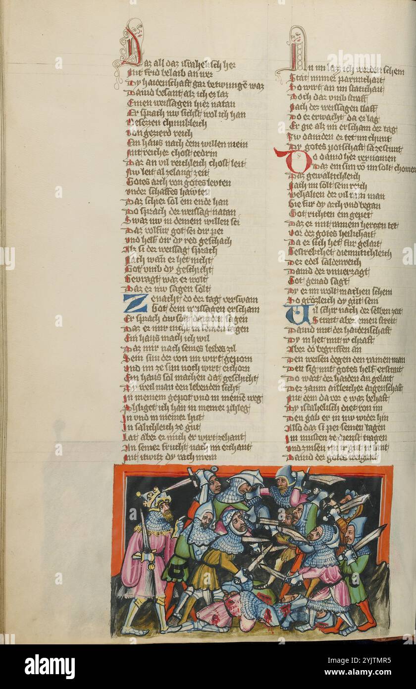 The Defeat of the Philistines; Weltchronik, about 1400-1410 Stock Photo ...