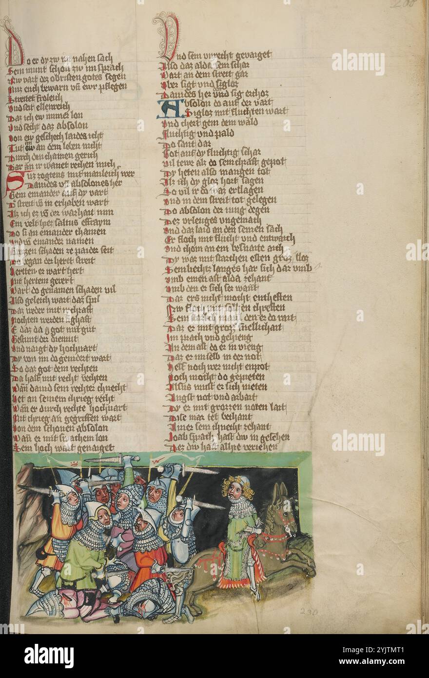 David's Army in Pursuit of Absalom; Weltchronik, about 1400-1410 Stock ...