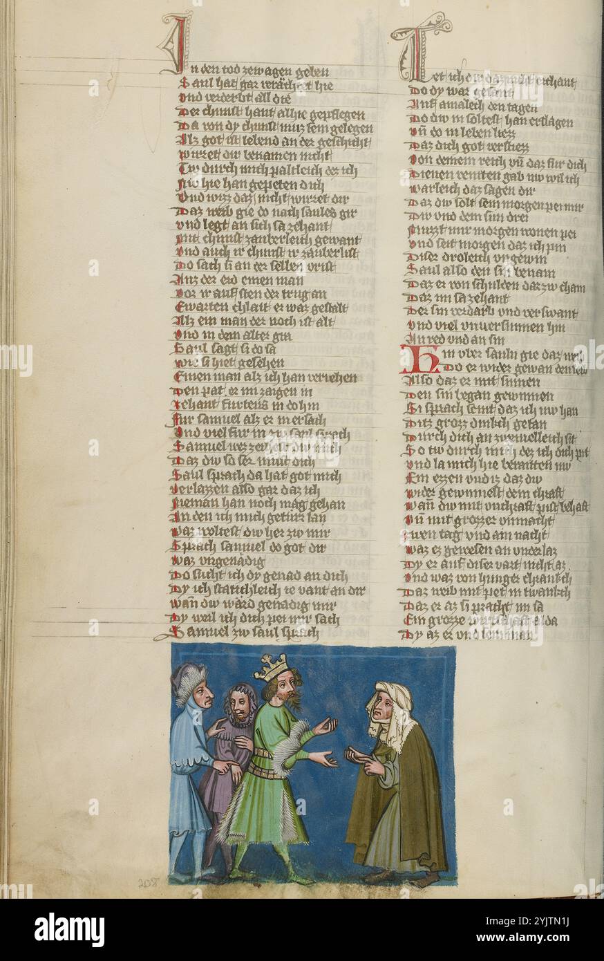 Saul and the Witch of Endor; Weltchronik, about 1400-1410 Stock Photo ...
