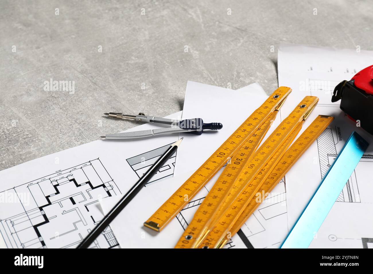 Construction drawings different tools hi-res stock photography and ...