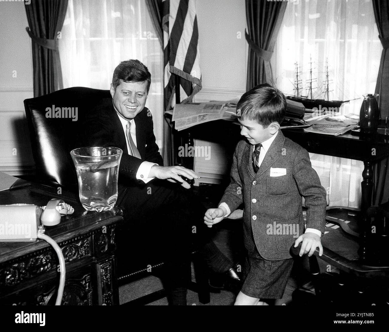 President John F. Kennedy visits with his nephew, Robert F. Kennedy, Jr ...