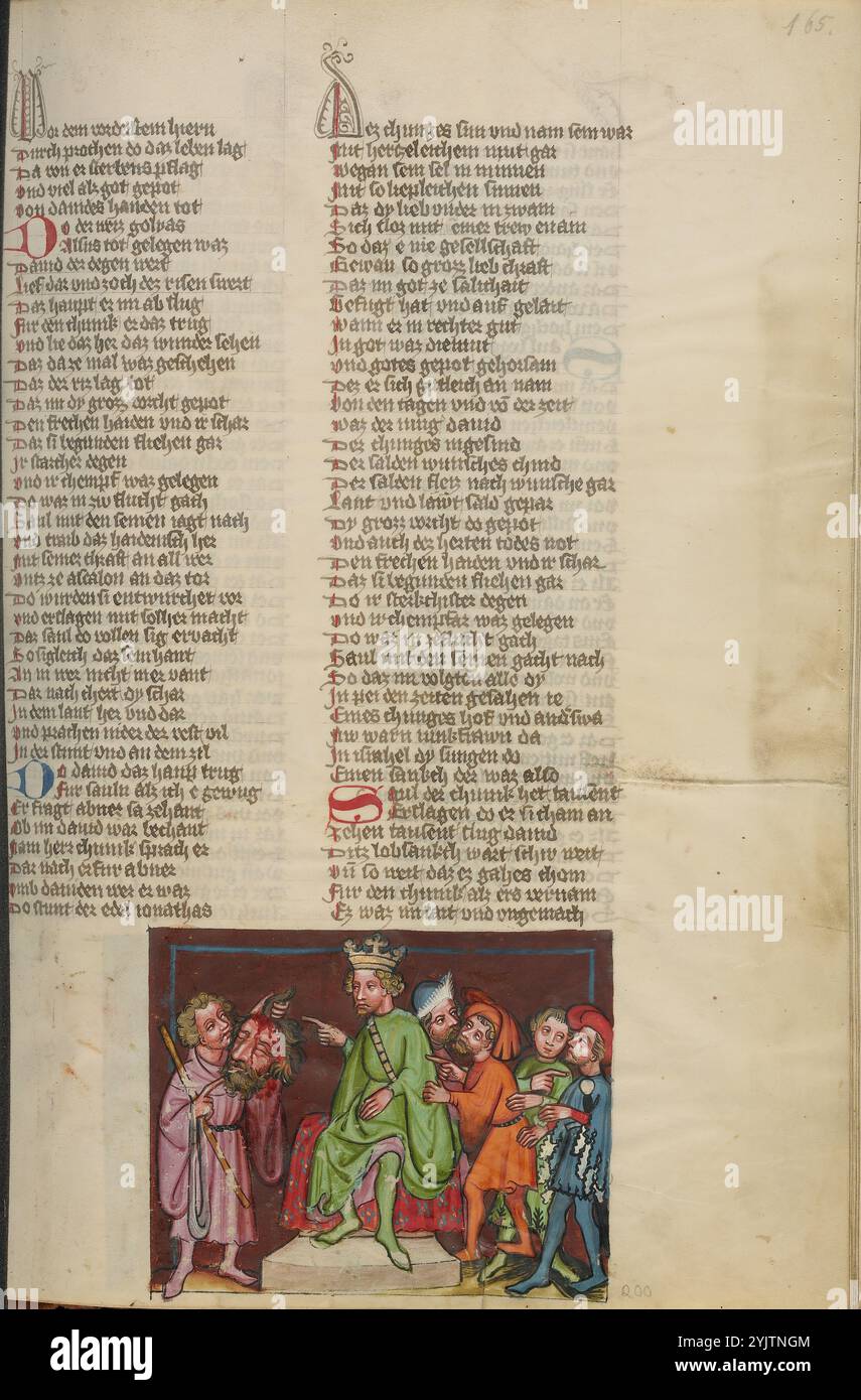 David with the Head of Goliath before Saul; Weltchronik, about 1400 ...