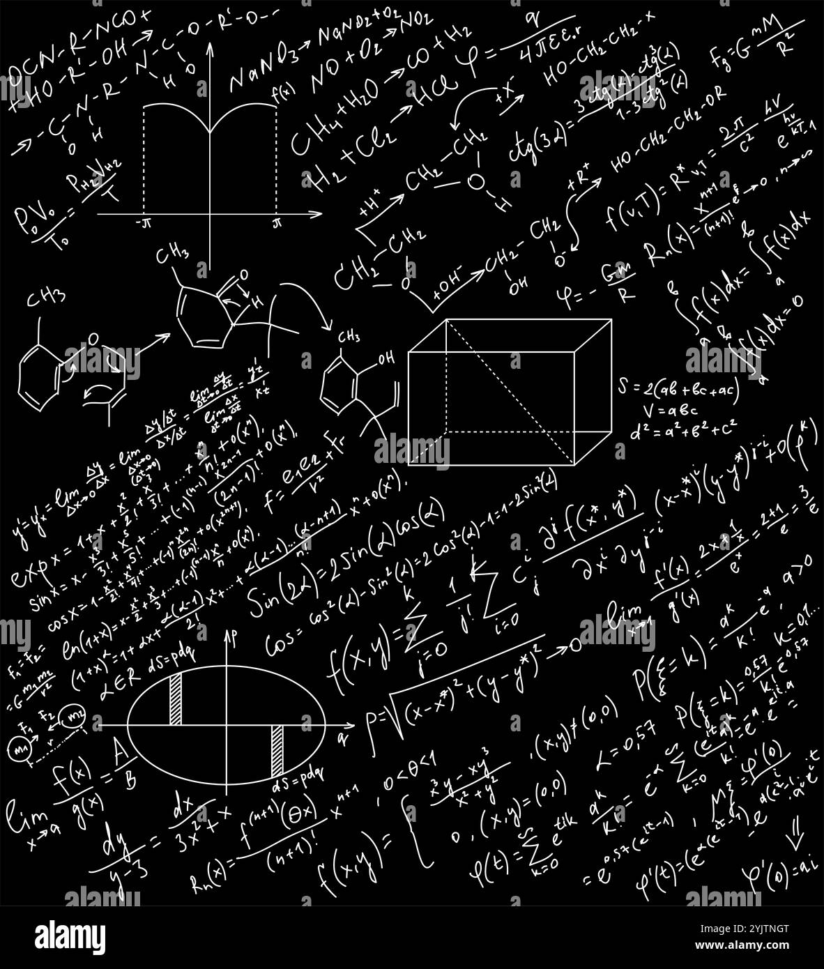 Algebra doodle background Black and White Stock Photos & Images - Alamy
