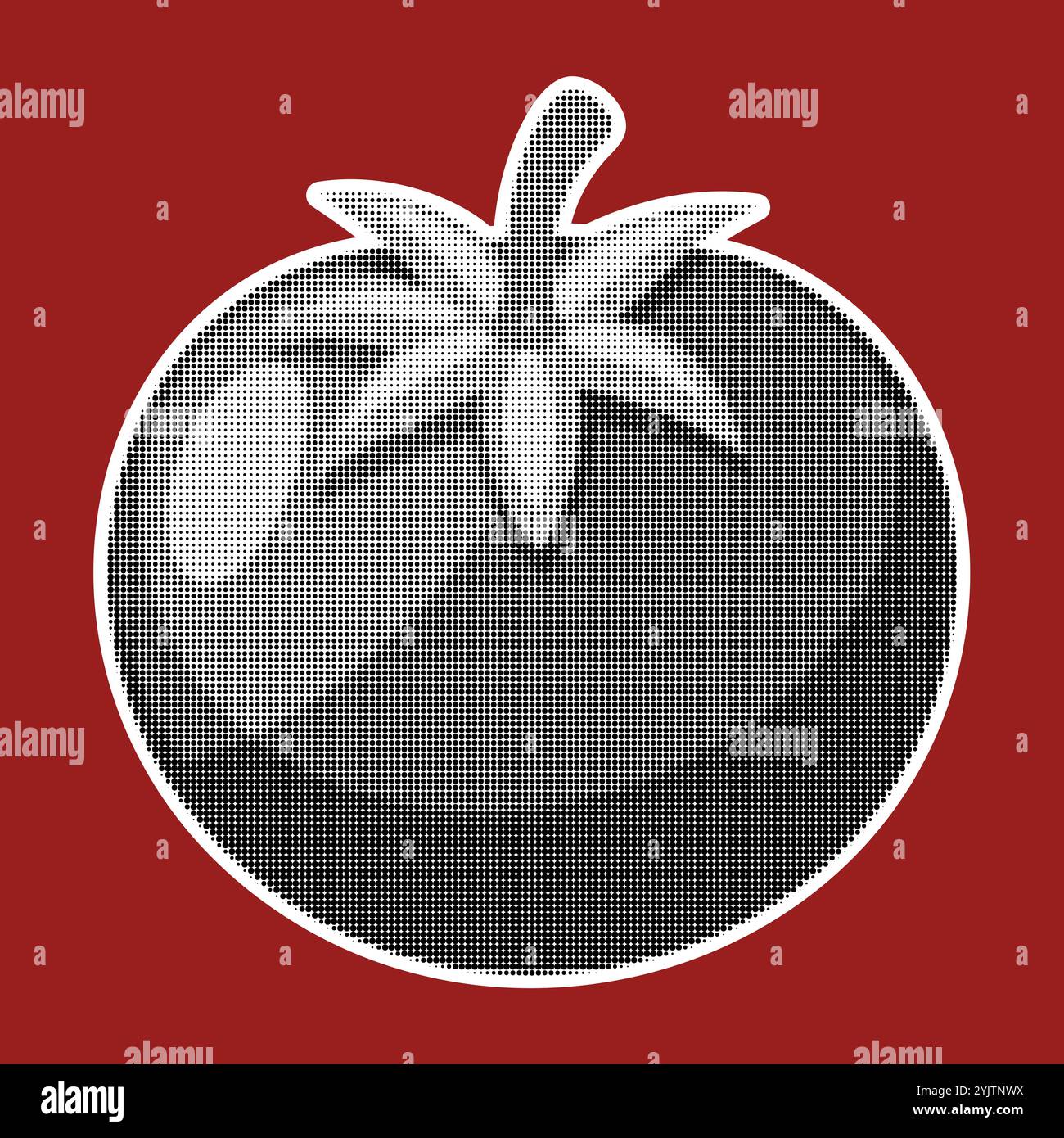 Tomato. Trendy halftone style. Fresh vegetable retro black and white ...