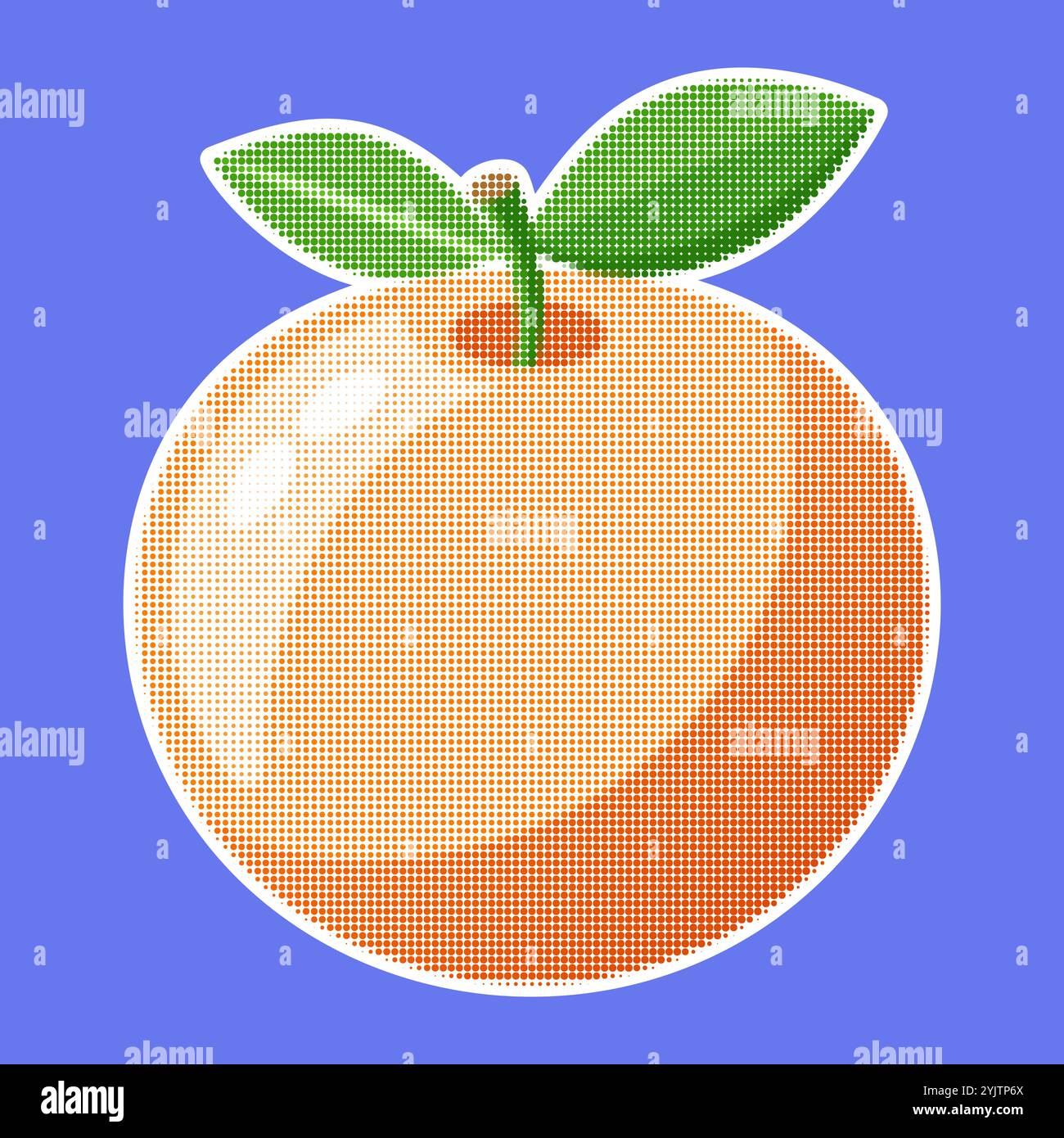 Orange. Trendy halftone style. Fresh fruit retro color halftone dotted ...