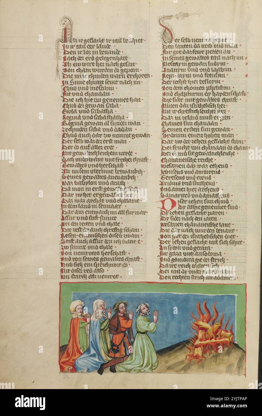Nimrod and his Companions Venerating Fire; Weltchronik, about 1400-1410 ...