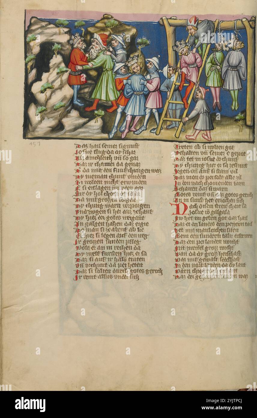 The Hanging of the Five Kings; Weltchronik, about 1400-1410 Stock Photo ...