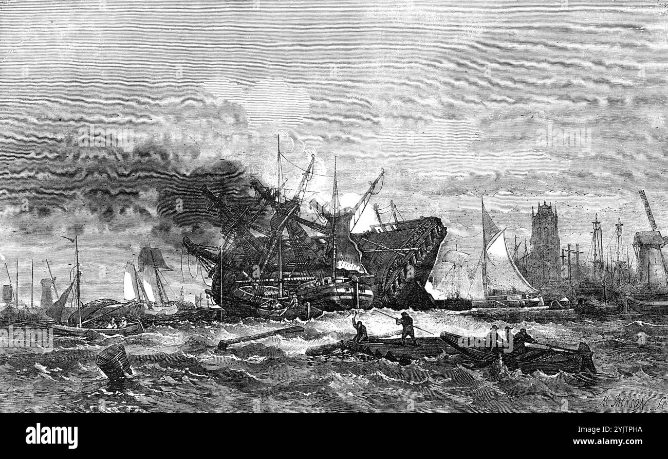 "A Dutch East Indiaman Hove Down" - painted by G. H. Andrews - from the ...