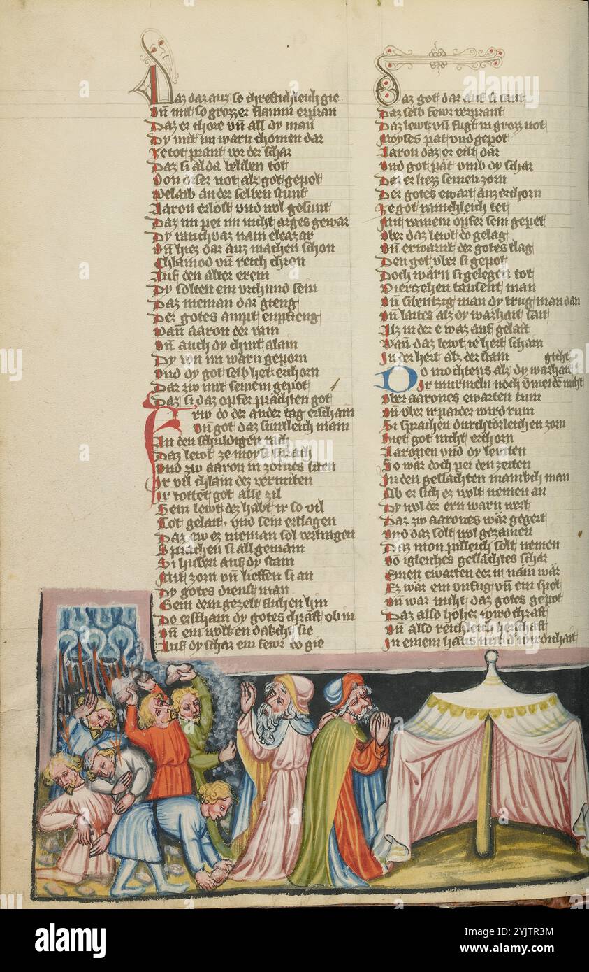 The People Grumble against Moses and Aaron; Weltchronik, about 1400 ...
