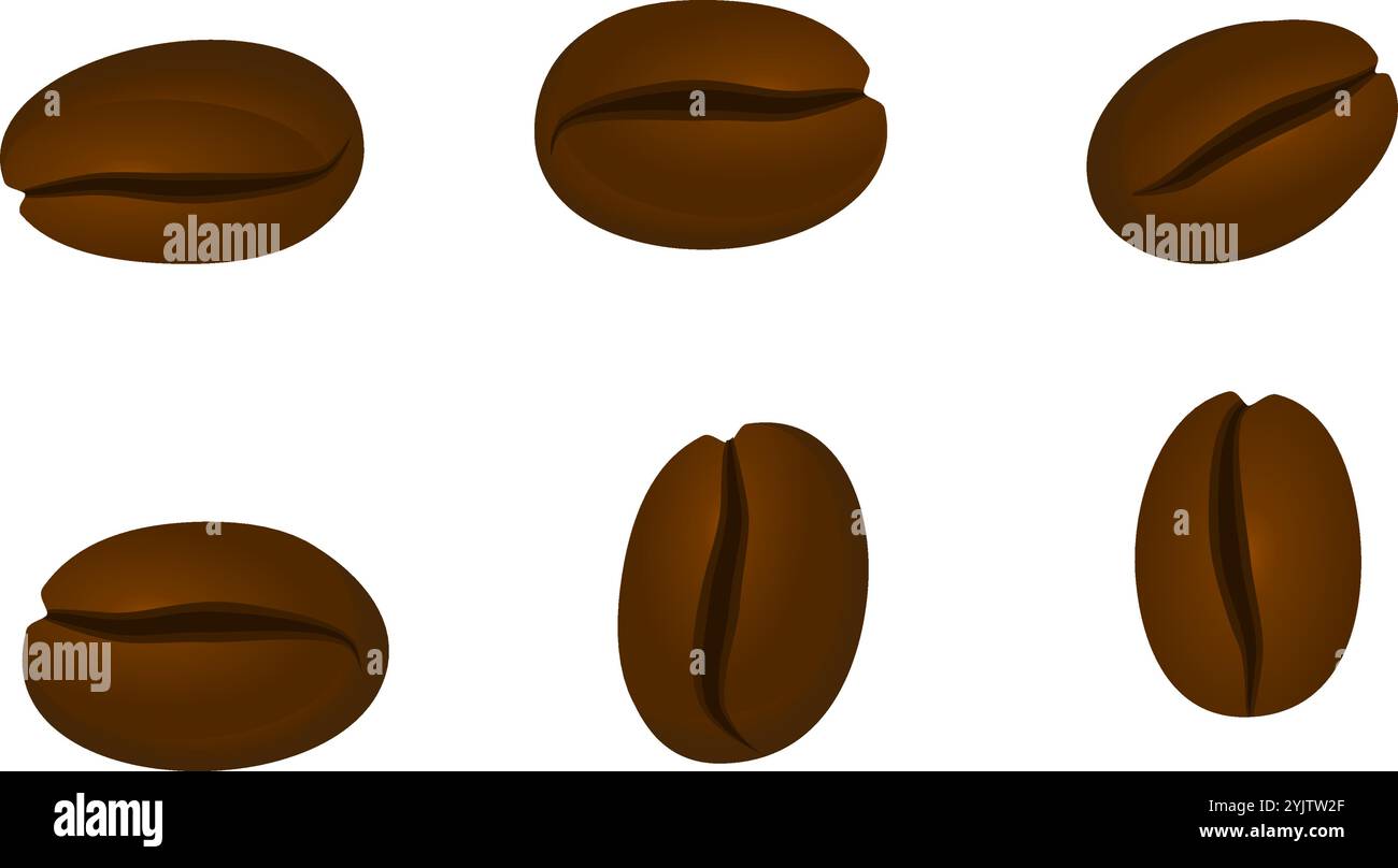 brown coffee bean set vector illustration isolated on white background ...