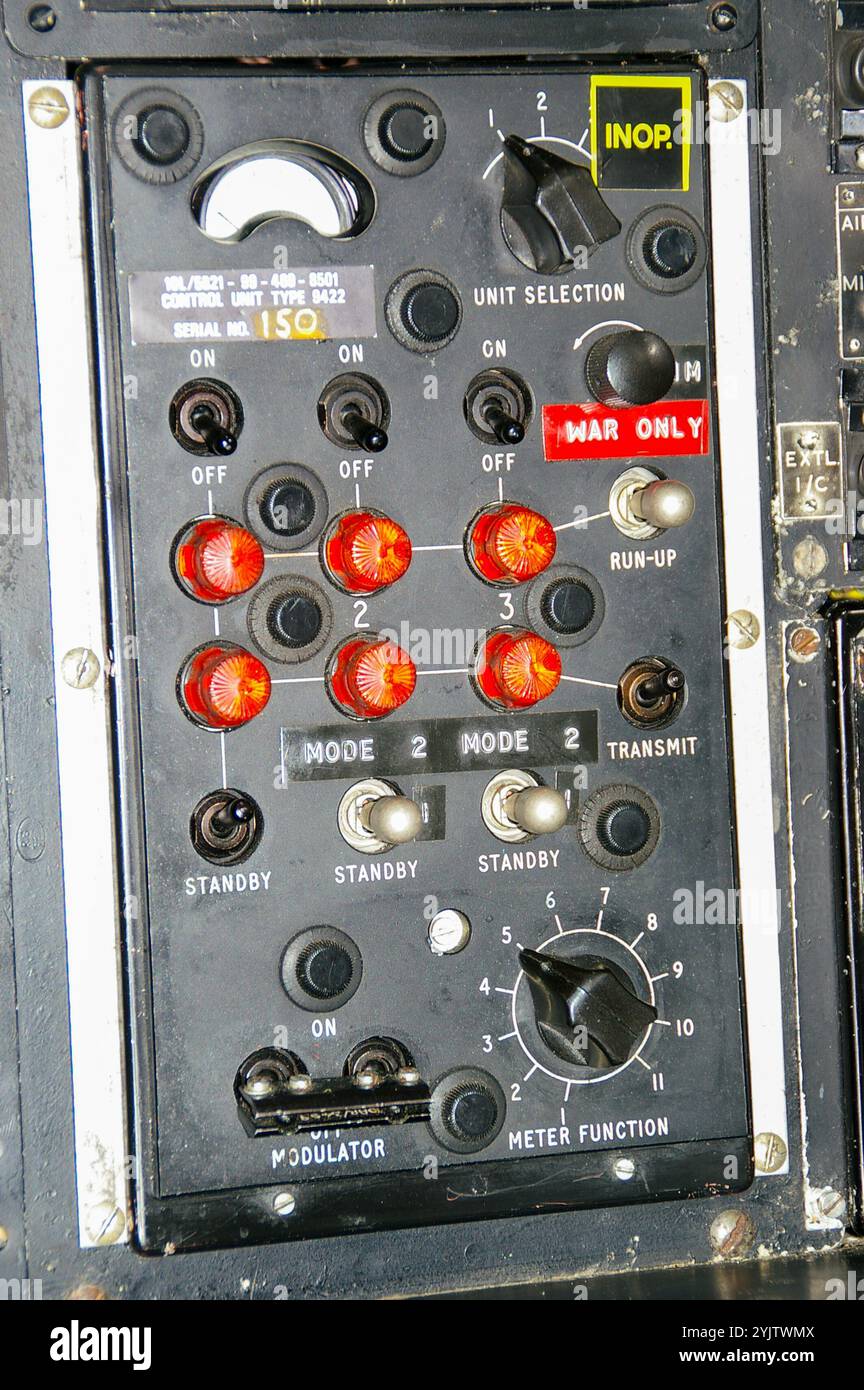 Avro Vulcan bomber plane cockpit details, illustrating Cold War era ...