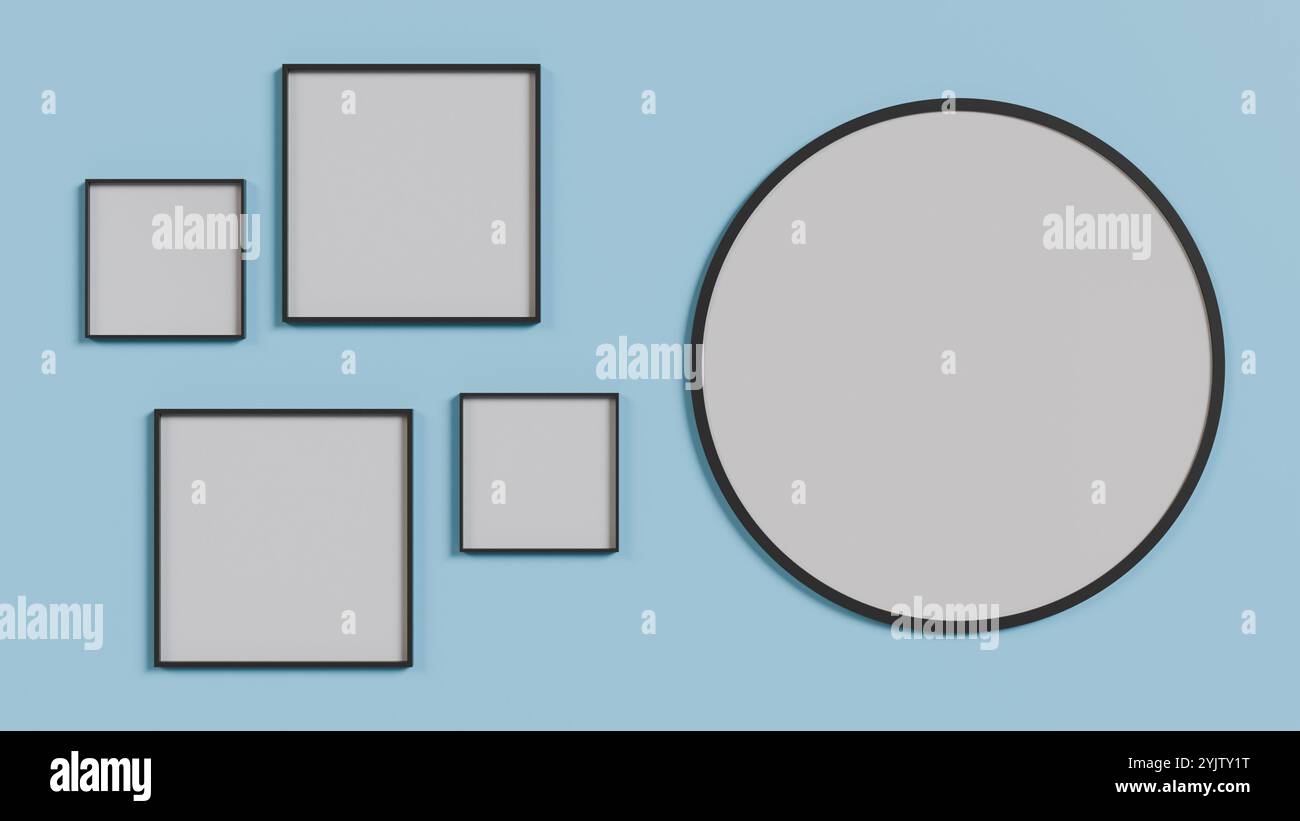 Minimalist composition of frames in different formats (square and round ...