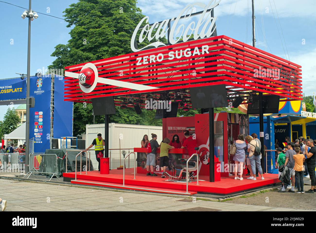 This is a red promotion stall of Coca Cola Zero in Stuttgart,Germany ...
