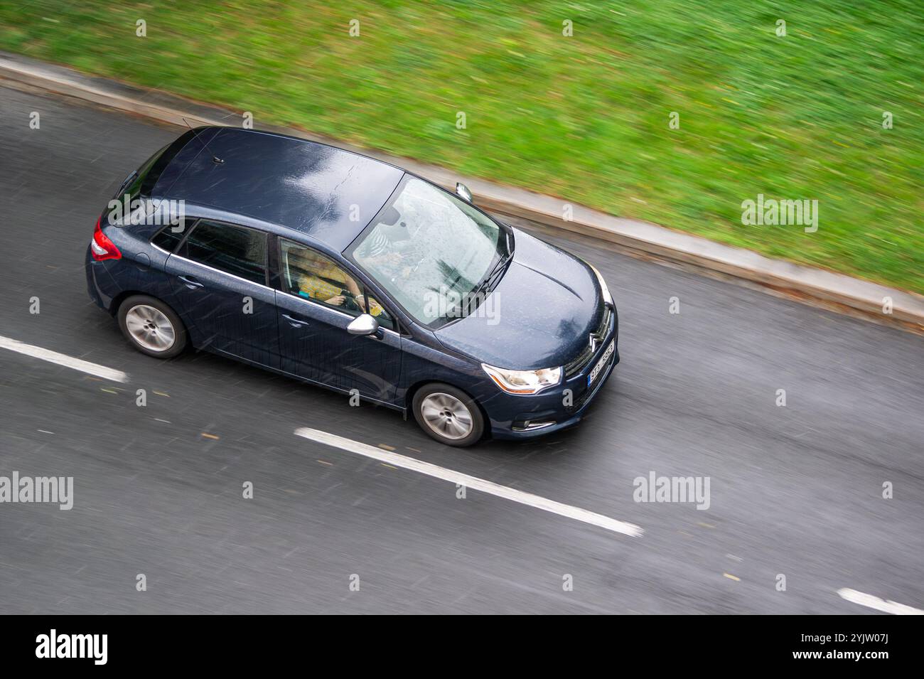 OSTRAVA, CZECHIA - JULY 12, 2024: Blue Citroen C4 compact French car ...