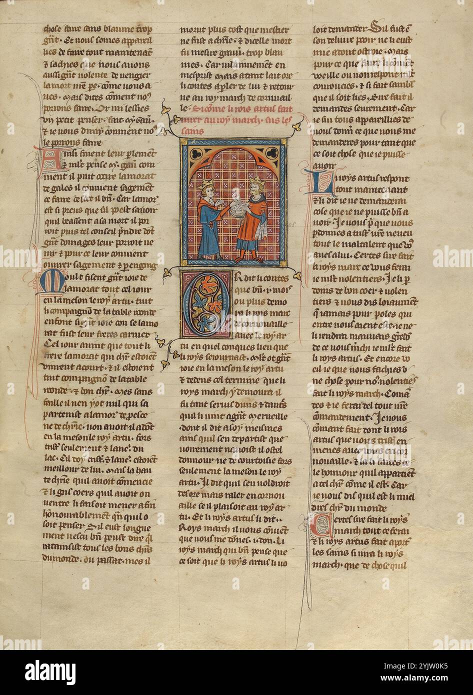 King Mark Taking an Oath before King Arthur; Roman du Bon Chevalier ...
