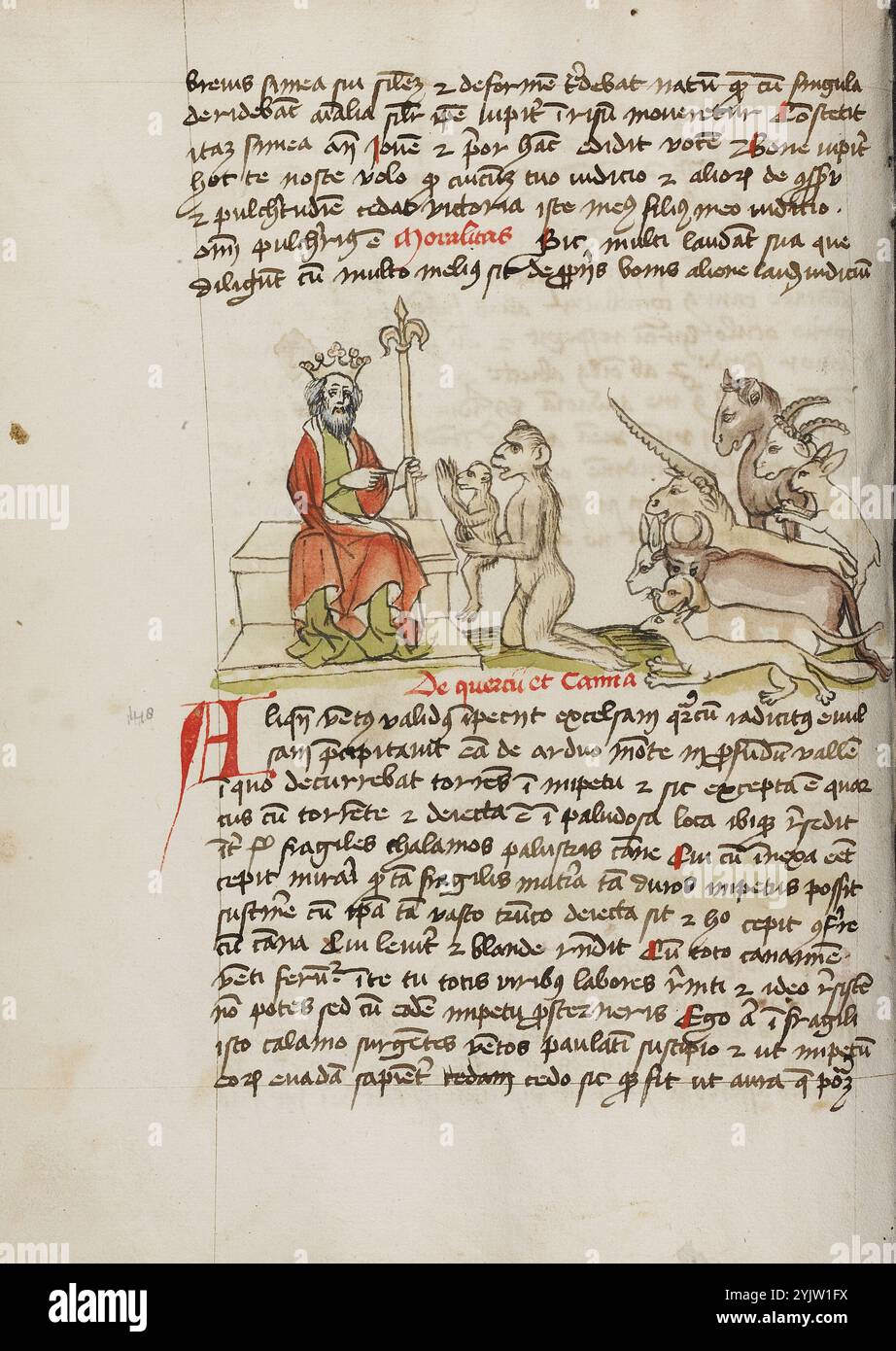 A Monkey Kneeling before Jupiter; Fables: Exemplum de Tribus Latronibus ...