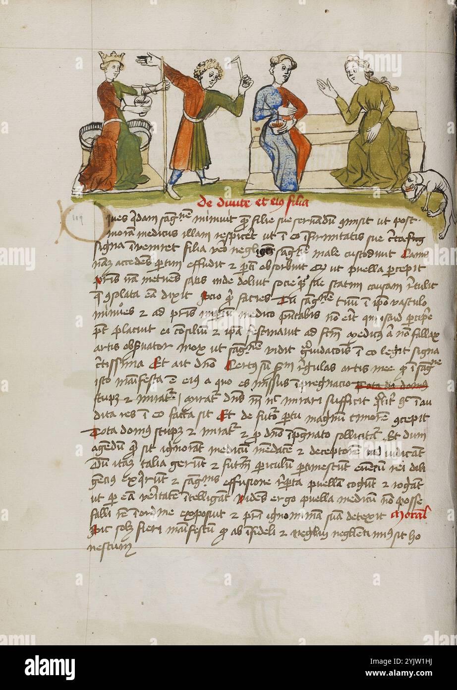 A Man Standing before a Crowned Woman Enthroned and Two Women in ...