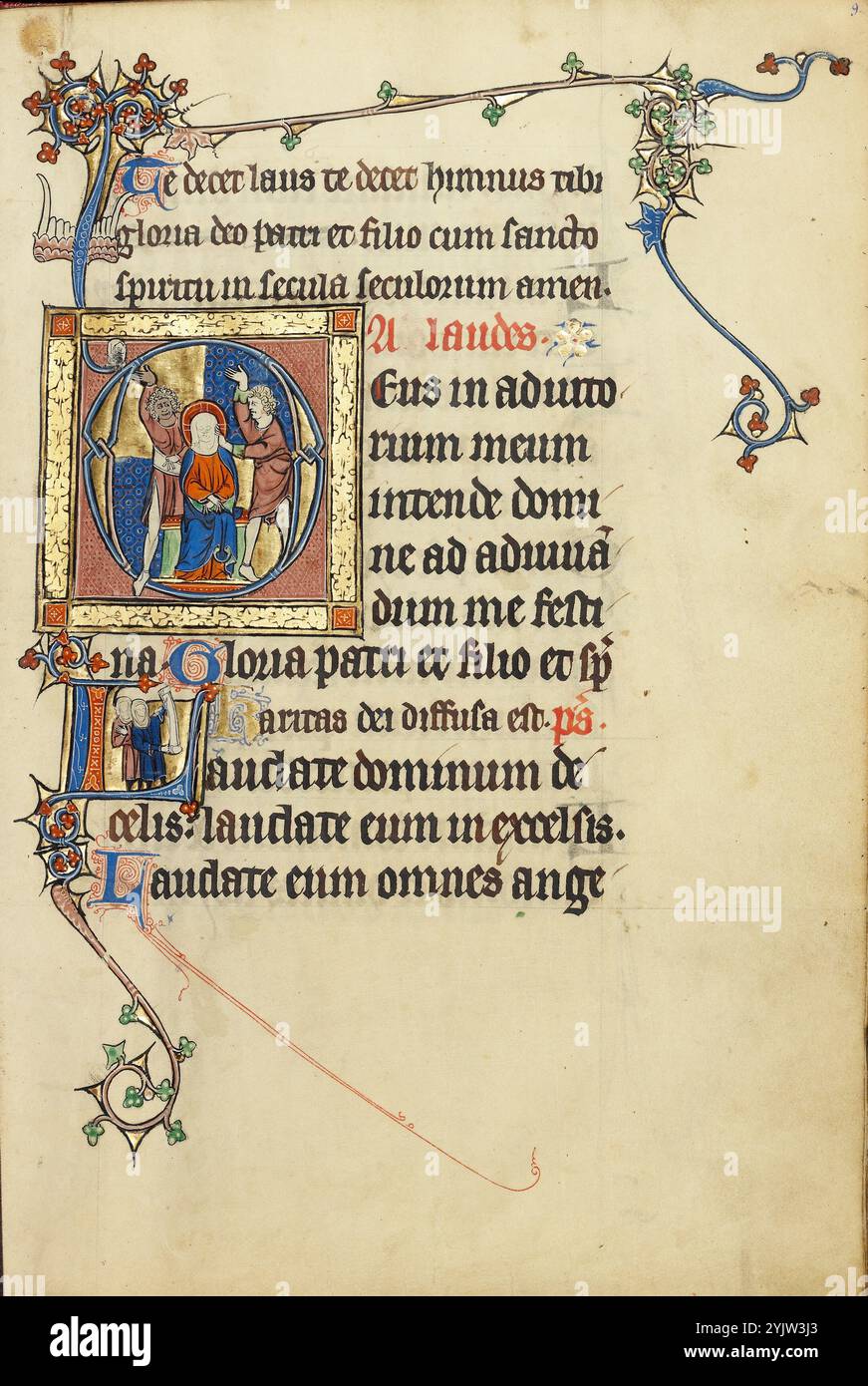 Initial A: The Mocking of Christ: Initial L: Two Men Holding Scrolls ...