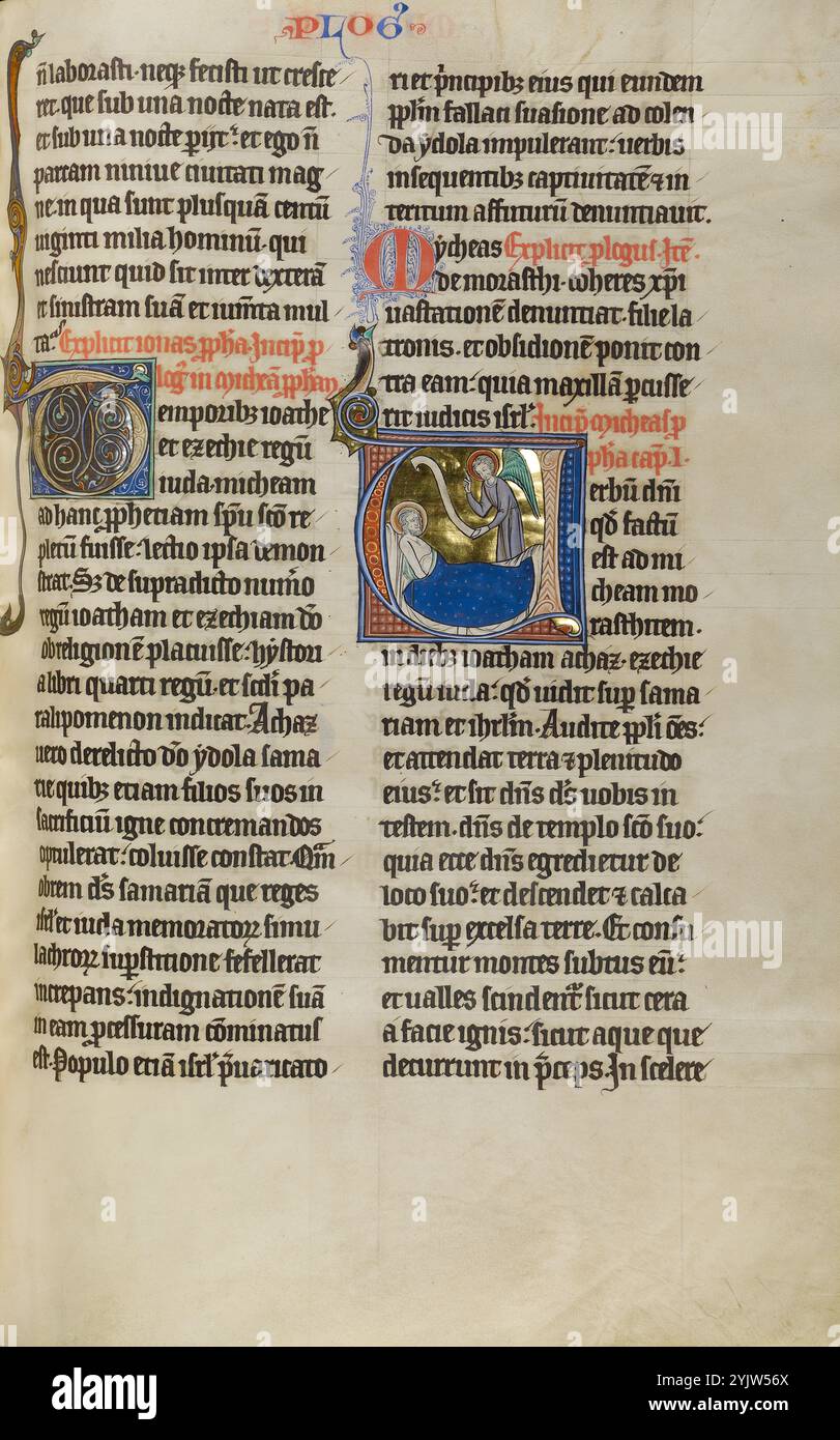 Initial V: An Angel before Micah; Marquette Bible, about 1270 ...