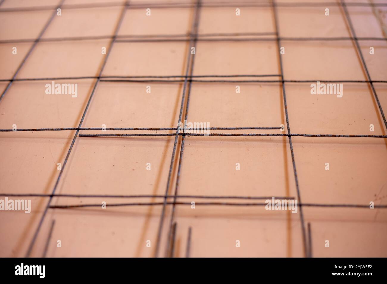 Installation of underfloor heating. Reinforcement welded mesh laid on ...