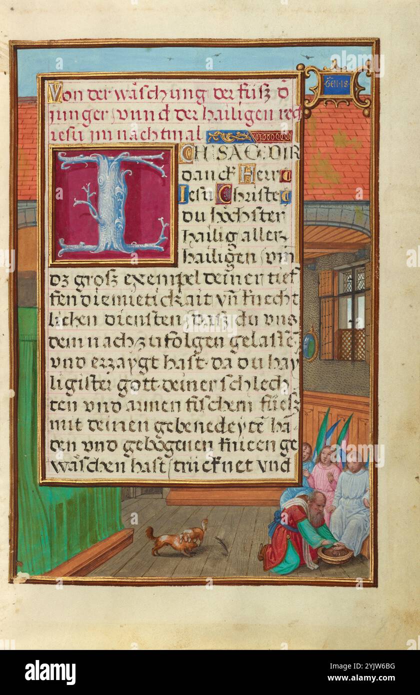 Border with Abraham Washing the Feet of the Three Angels; Prayer Book ...