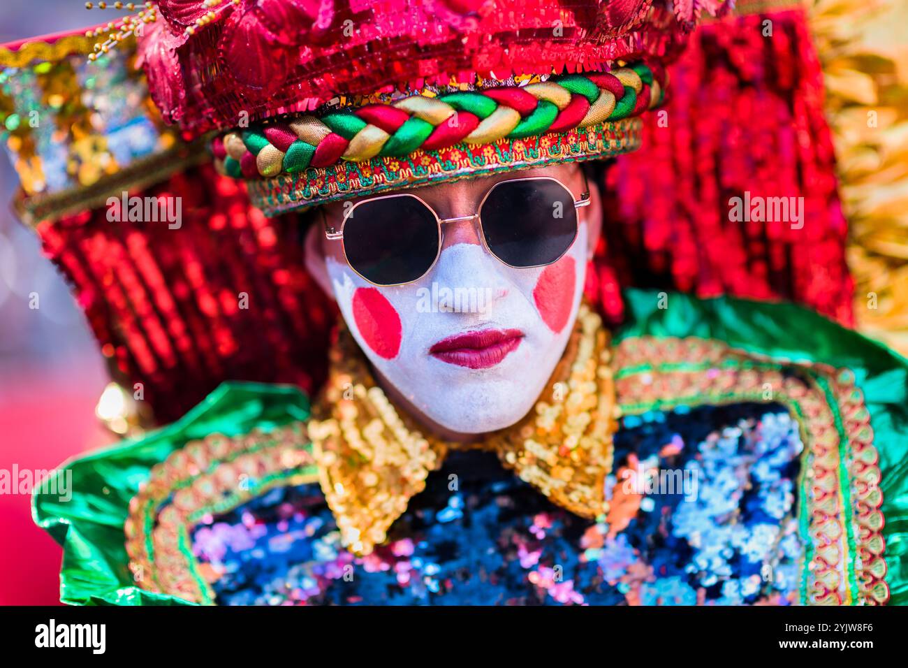 An Afro-Colombian Congo dancer performs during the Gran Parada, the ...