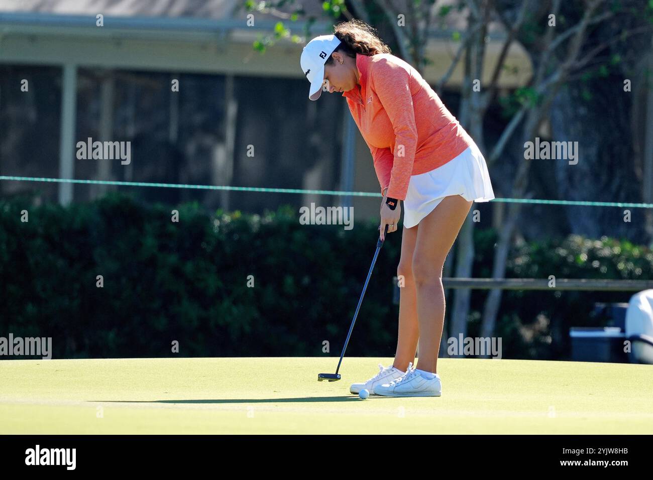 BELLEAIR, FL - NOVEMBER 15: LPGA golfer Alexa Pano putts on the 9th hole on November 15, 2024 ...