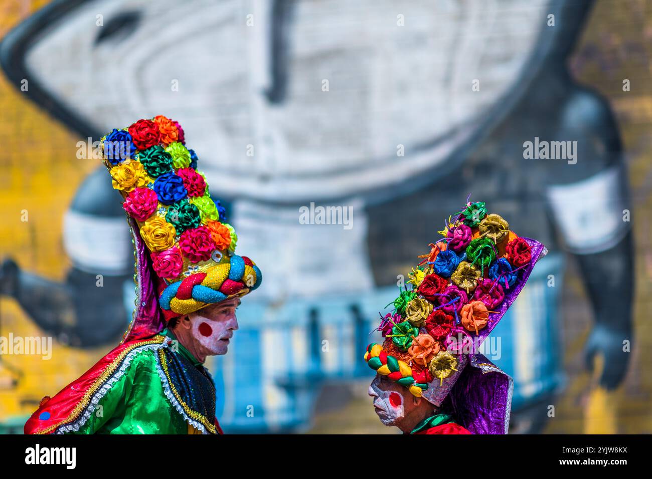 Afro-Colombian Congo dancers perform during the Gran Parada, the ...
