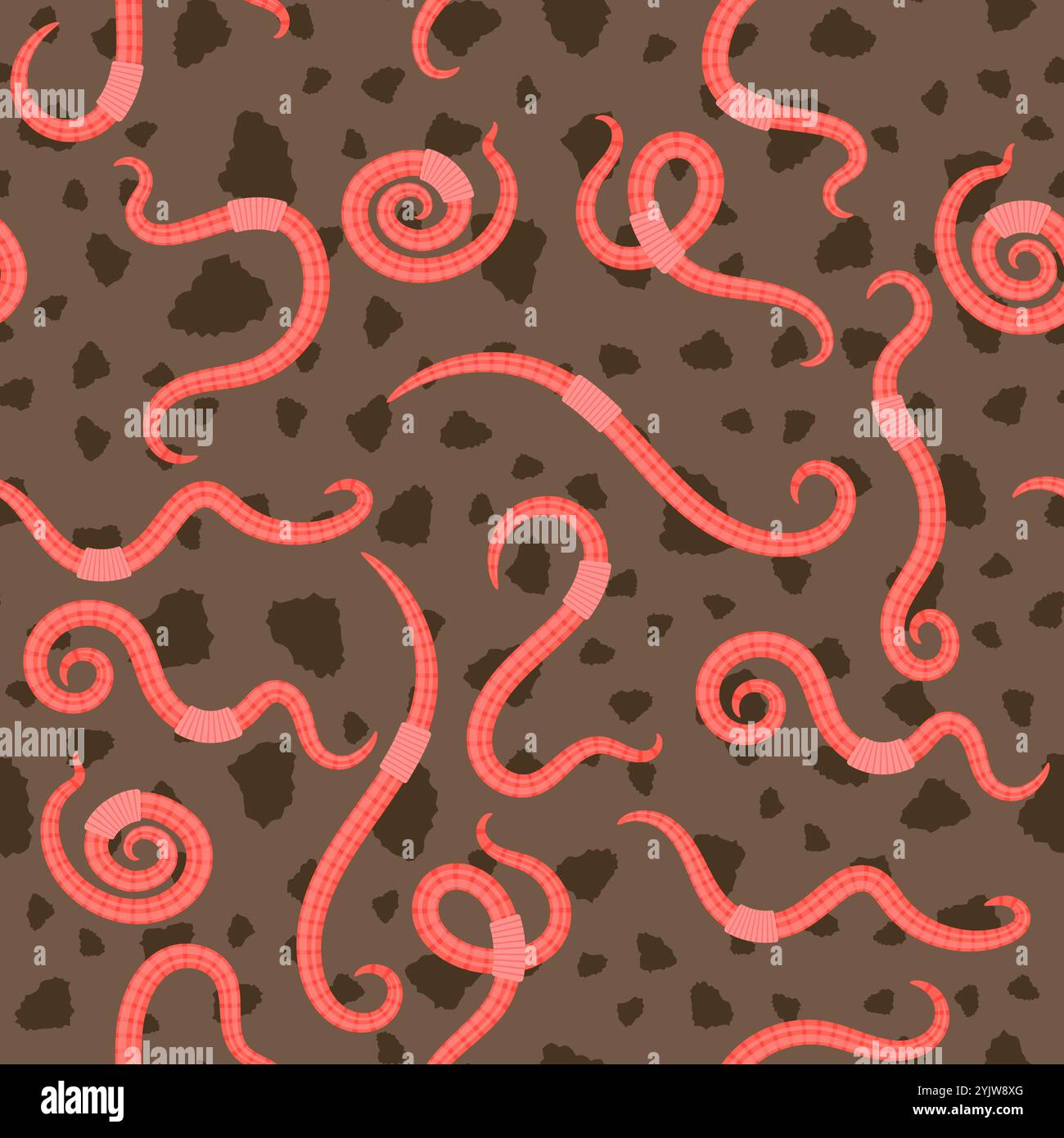 Vector Animal Earth Red Worms for Fishing. Seamless Pattern Stock ...