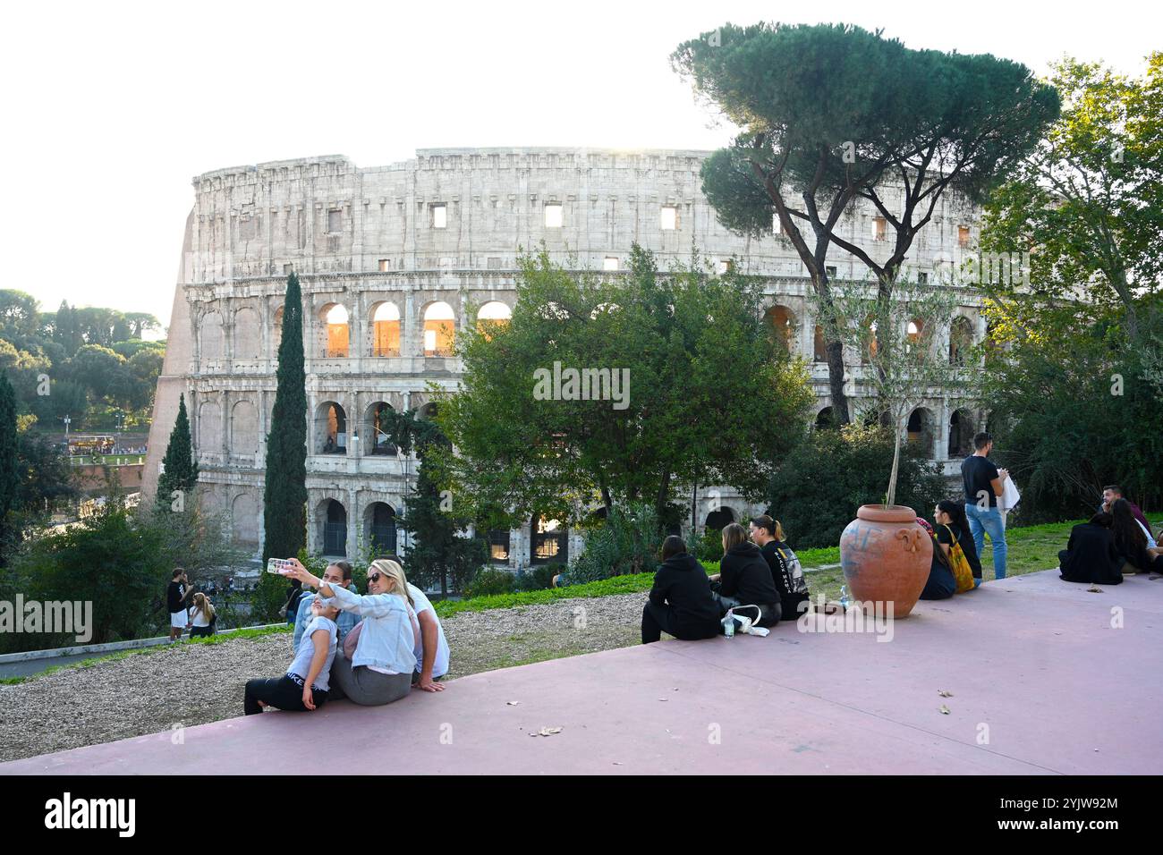 Rome, Italy - November 3, 2024: A people near the Colosseum in Rome ...